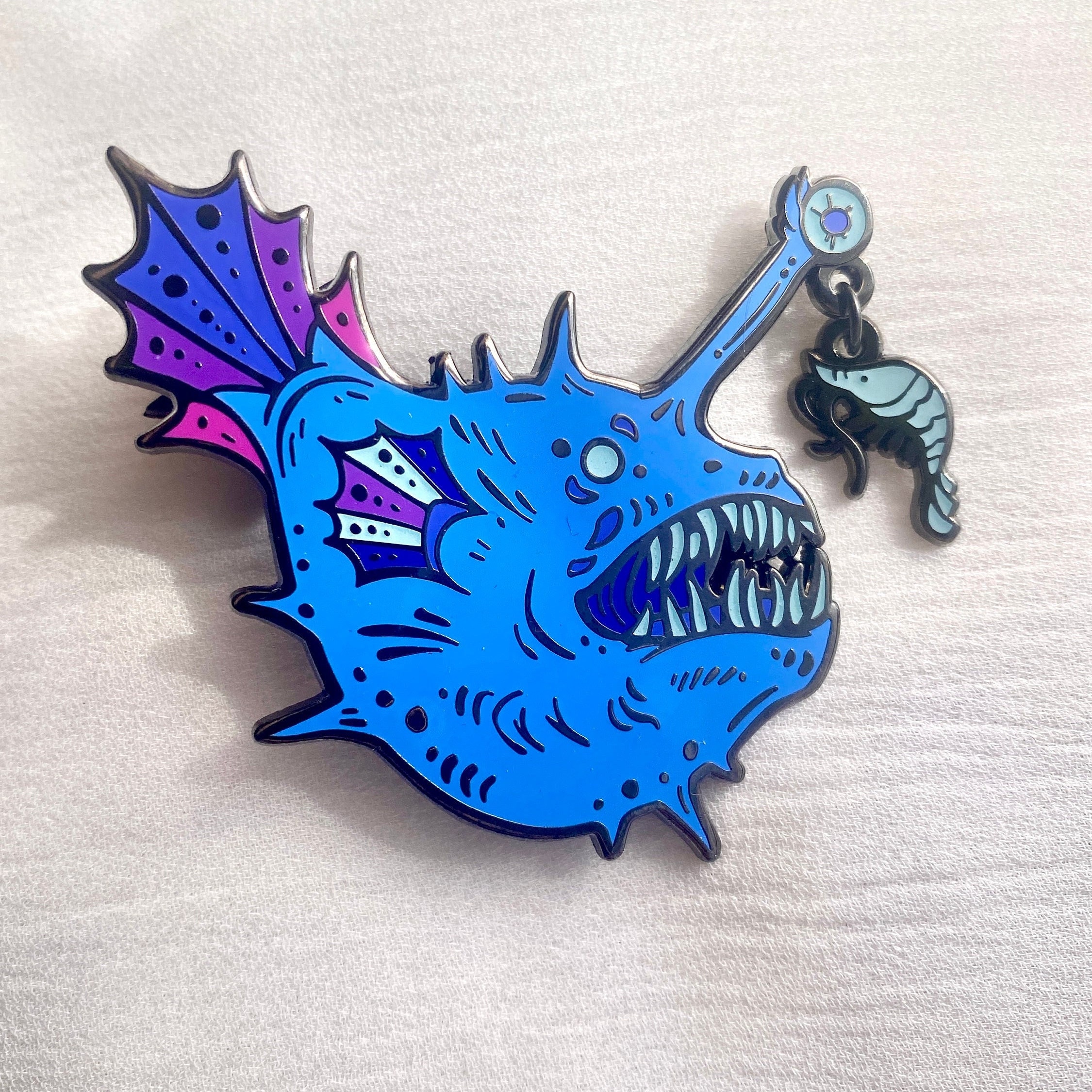 Angler Fish Enamel Pin Glow in the Dark Pins - Etsy