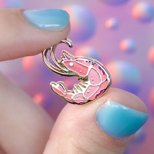 Pink Shrimp Mini Enamel Pin - Etsy