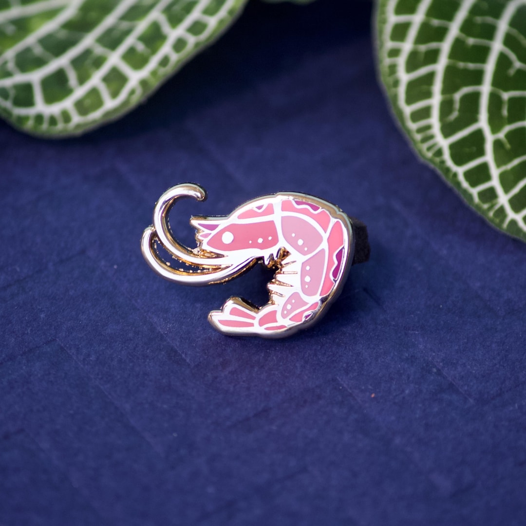Pink Shrimp Mini Enamel Pin - Etsy
