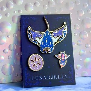 Sea Creature Enamel Pin Set: Lovely Leviathans, Celesitial Enamel Pins ...
