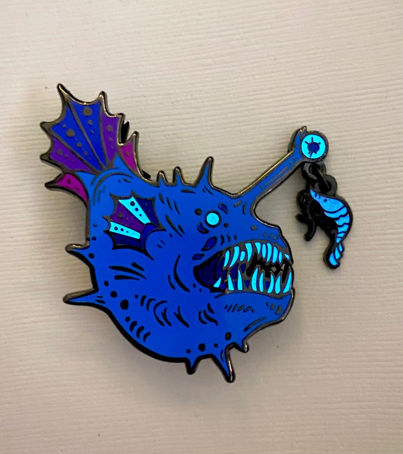 Angler Fish Enamel Pin Glow in the Dark Pins - Etsy