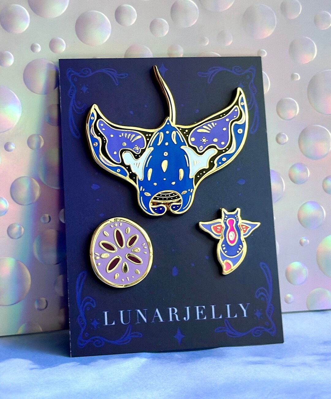 Manta Ray Enamel Pin Set, With Sea Bunny and Sand Dollar Accent Pins - Etsy