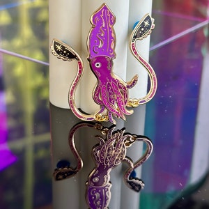 Colossal Squid Enamel Pin Set, With Blue Ringed Octopus and Cuttlefish ...