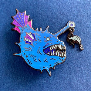 Angler Fish Enamel Pin - Glow in the Dark Pins - Etsy