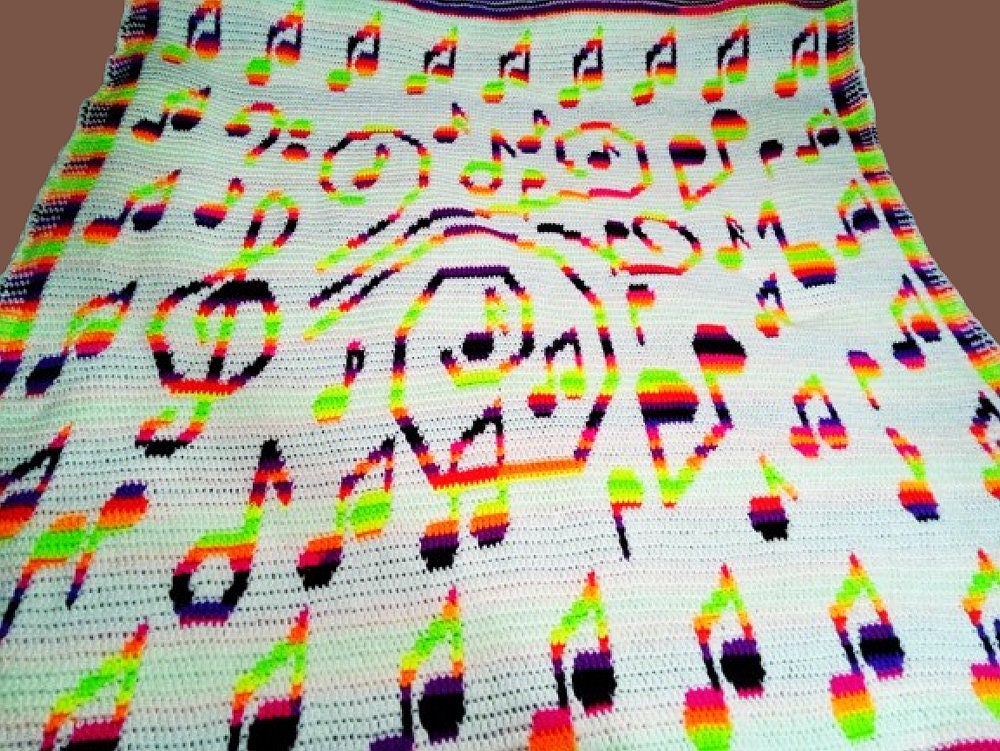 Music Notes Blanket Crochet Pattern: Overlay Mosaic (digital PDF) - Etsy