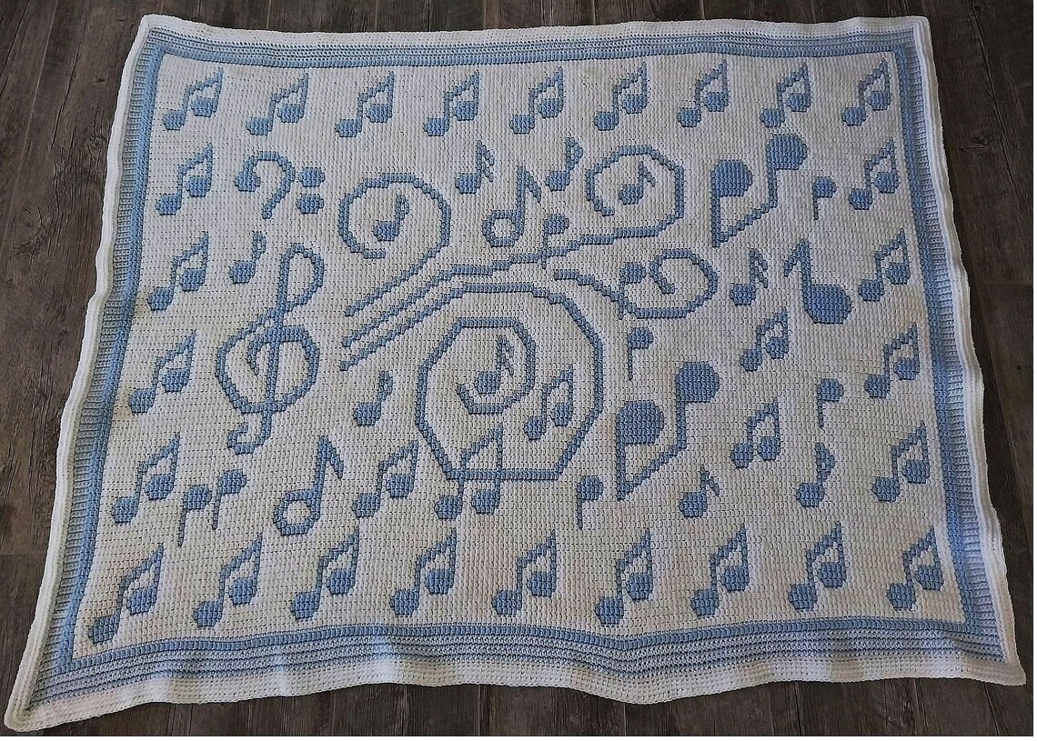 Music Notes Blanket Crochet Pattern: Overlay Mosaic (digital PDF) - Etsy