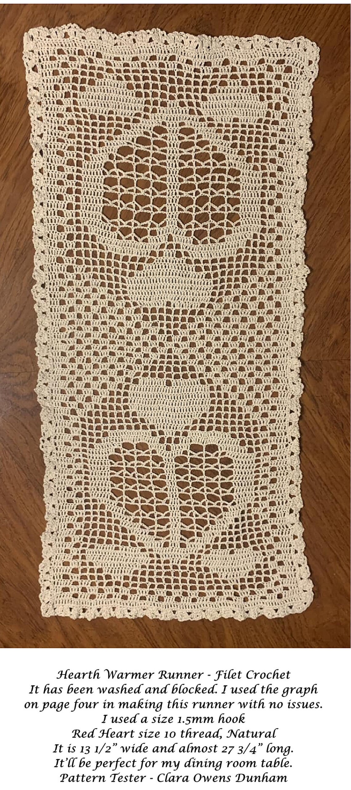 Filet Crochet Runner Pattern: Hearth Warmer PDF (digital Download ...