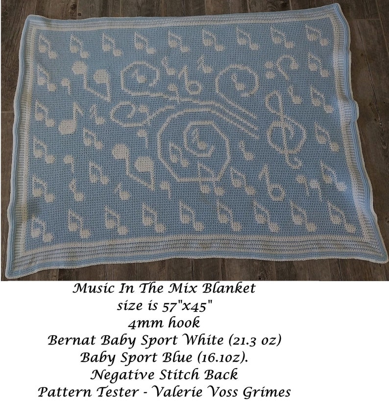 Music Notes Blanket Crochet Pattern: Overlay Mosaic (digital PDF) - Etsy