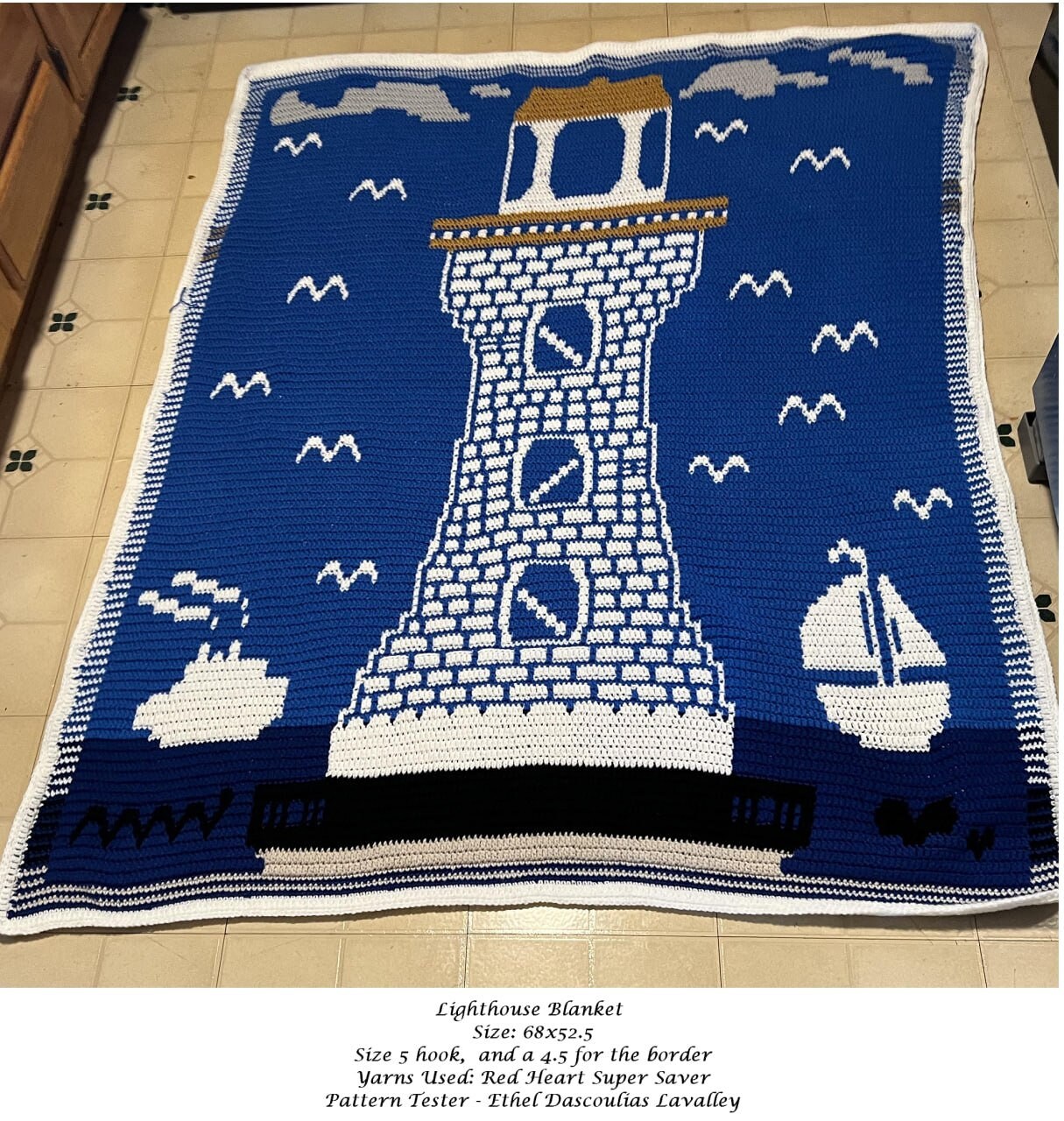 Lighthouse Blanket Overlay Mosaic Crochet Pattern and Charts Digital ...