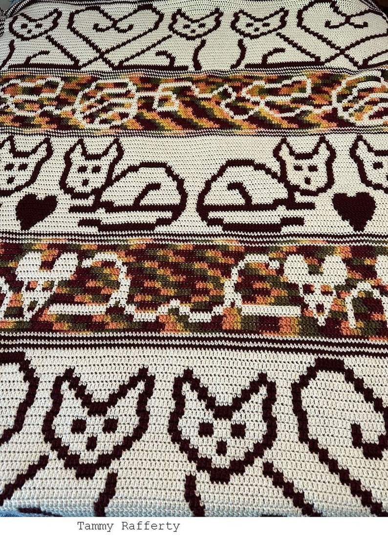 Overlay Mosaic Crochet Kitty Blanket Pattern: Queen Bed Topper (PDF ...
