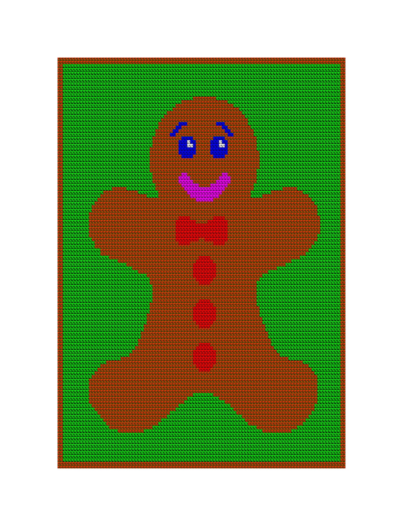 Gingerbread Man Afghan Tunisian or Single Crochet Pattern and Charts ...