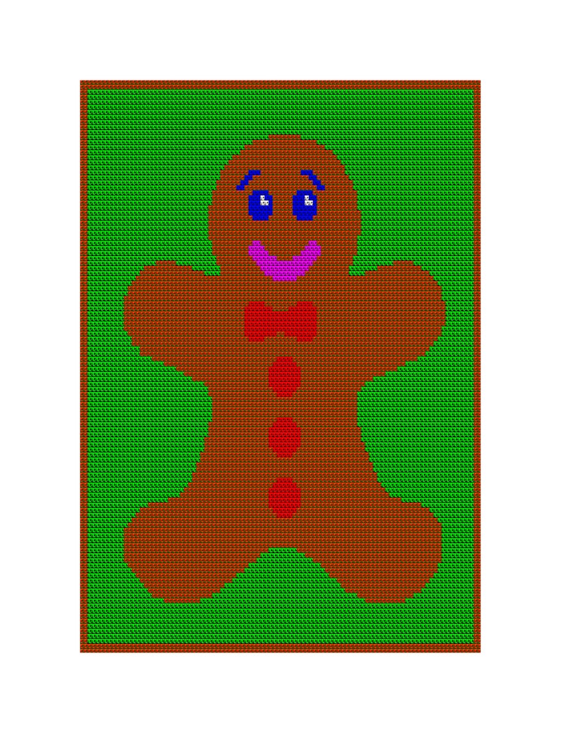 Gingerbread Man Afghan Tunisian or Single Crochet Pattern and Charts ...