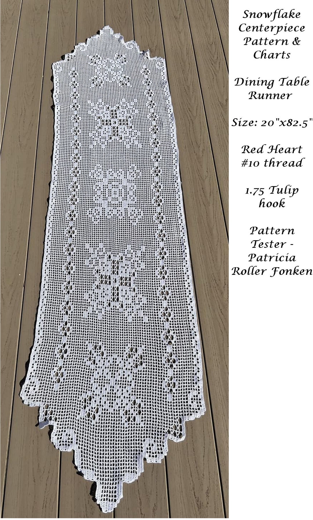 Snowflake Centerpiece Filet Crochet Pattern: Winter Dining Table Runner ...