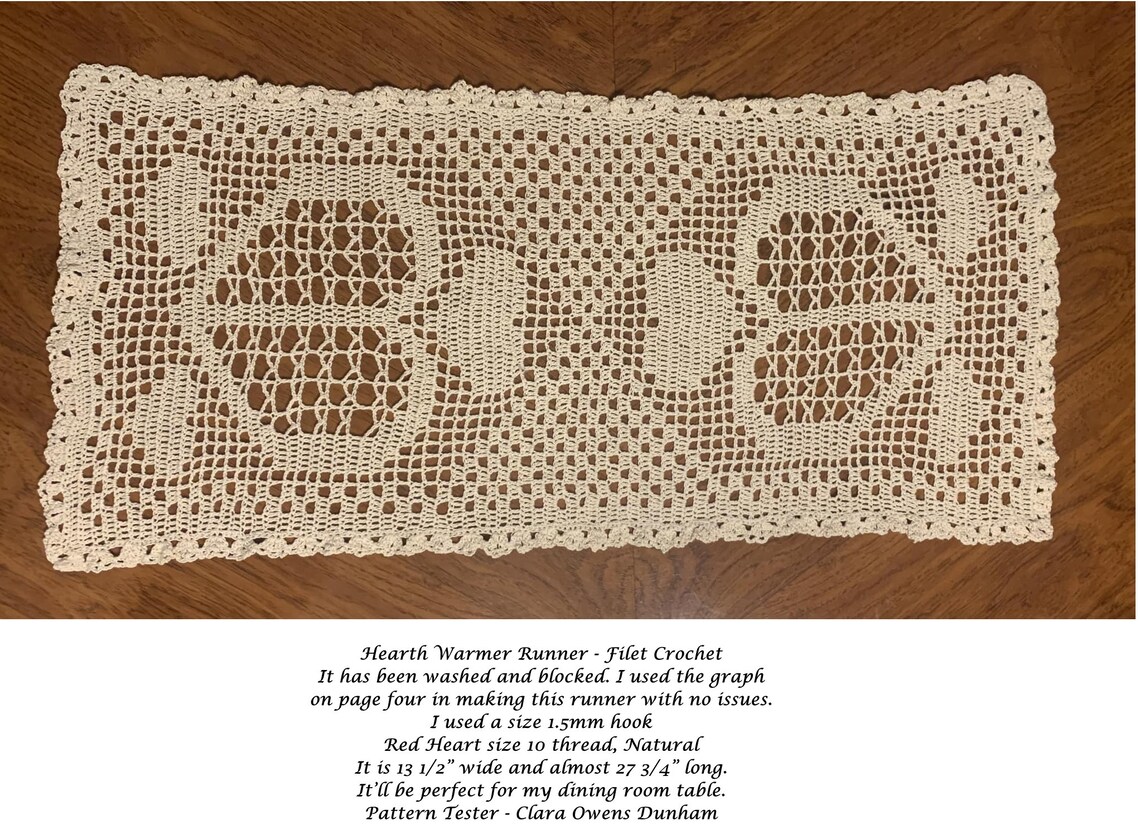 Filet Crochet Runner Pattern: Hearth Warmer PDF (digital Download ...
