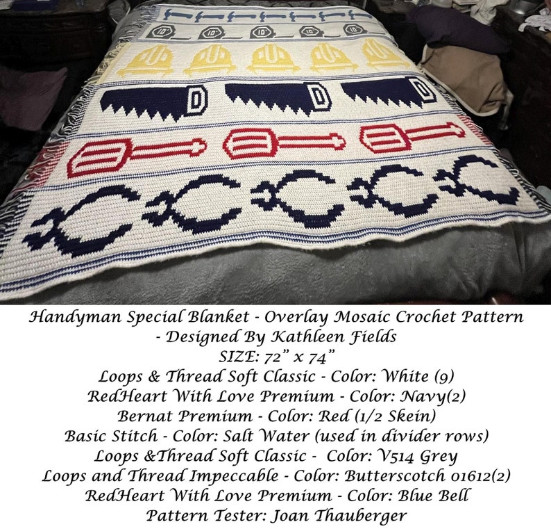 Tools 'handyman Special' Blanket Crochet Pattern: Overlay Mosaic Design ...