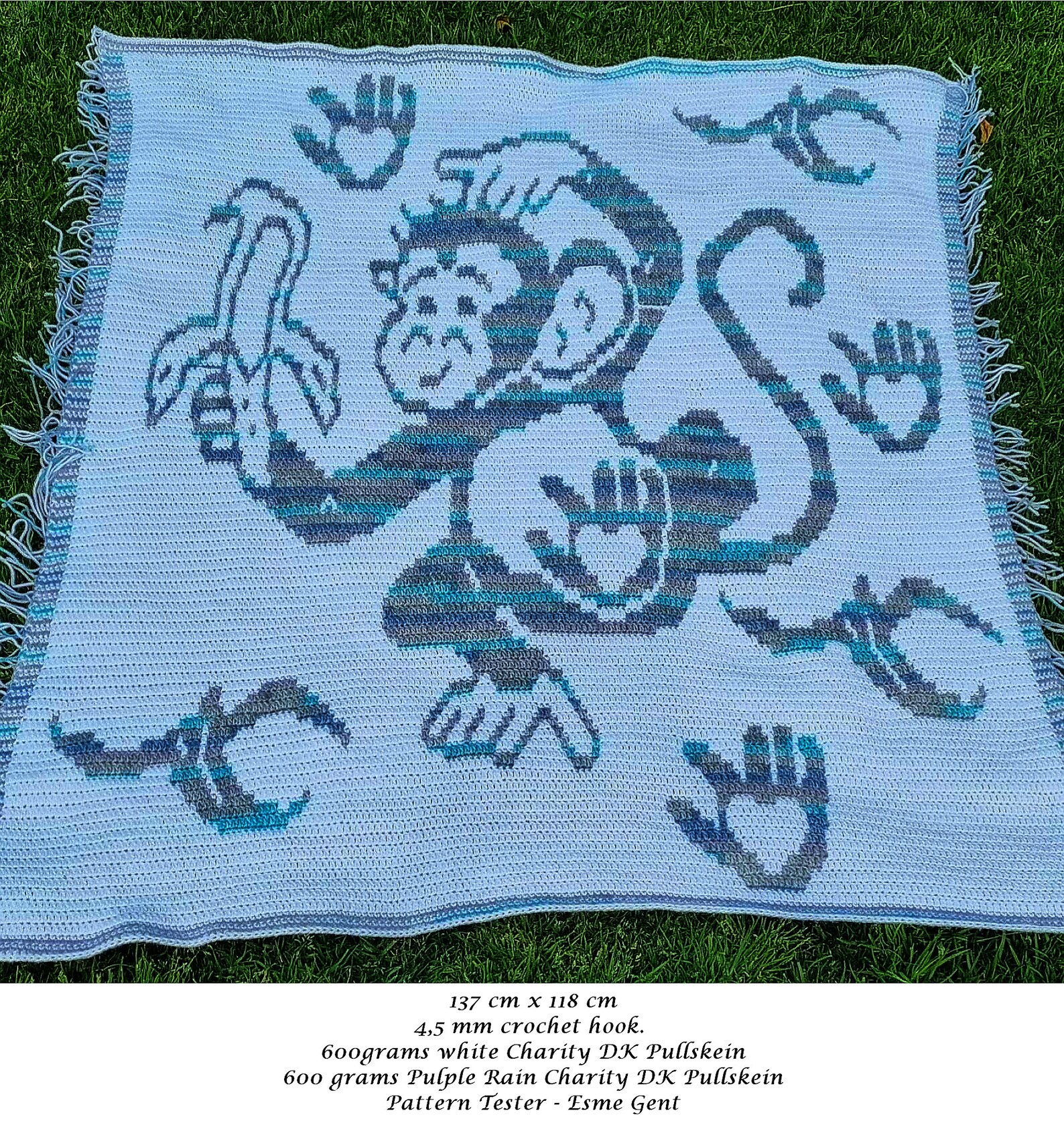Loveprints Adorable Monkey Blanket Overlay Mosaic Crochet Pattern ...