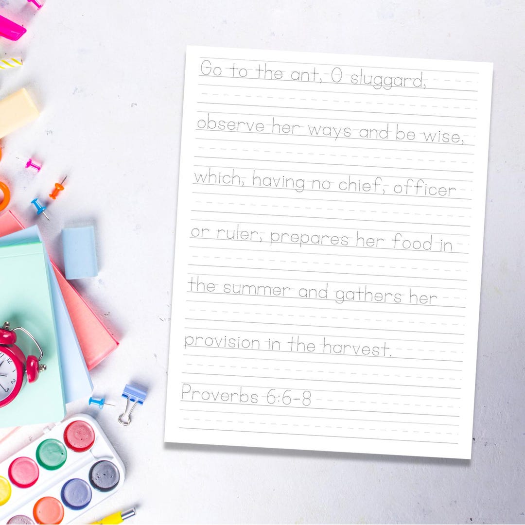 31 Days of Proverbs Copy Work for Kids Printable PDF File Handwriting ...