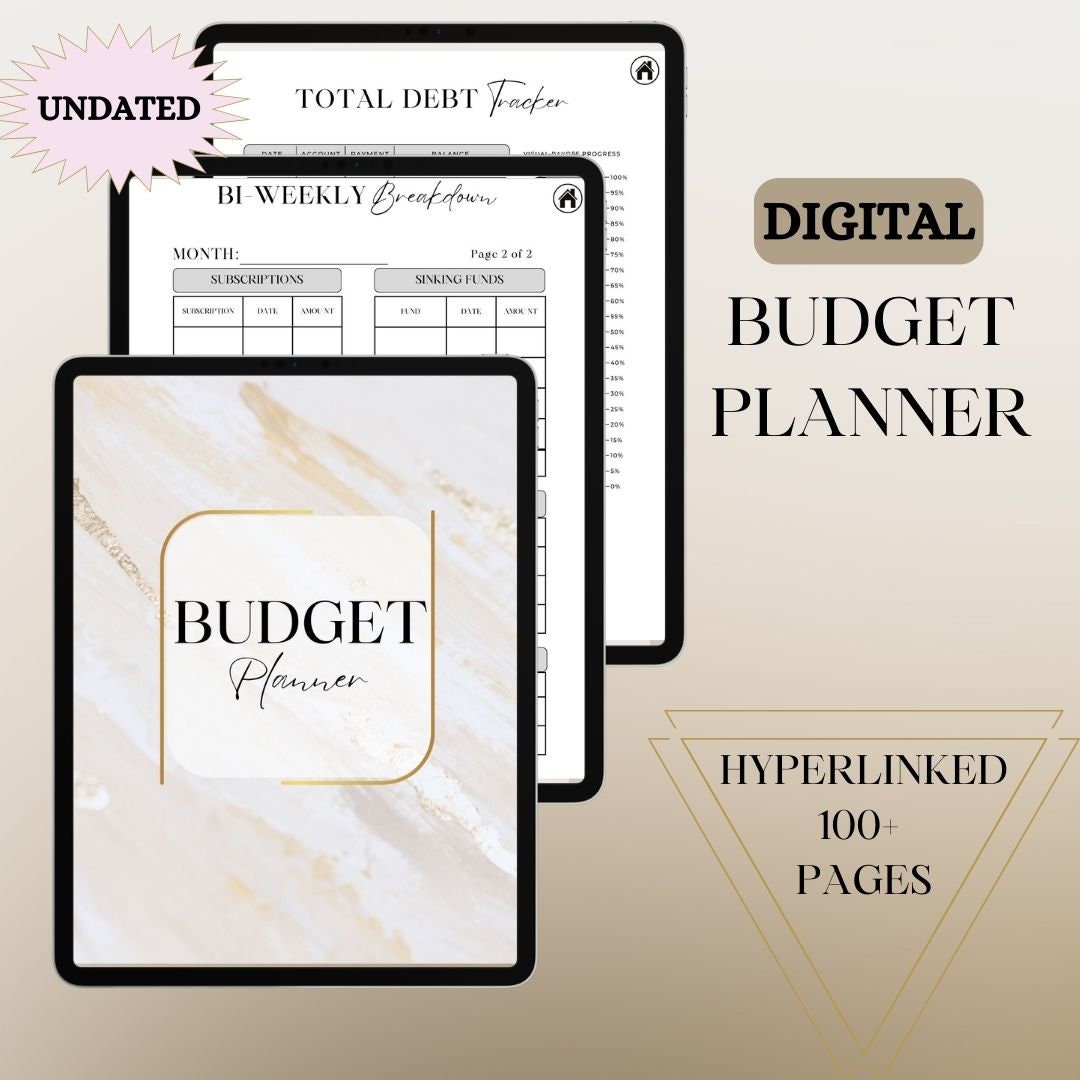 12 Month UNDATED Digital Budget Planner, Finance Tracker, Digital ...