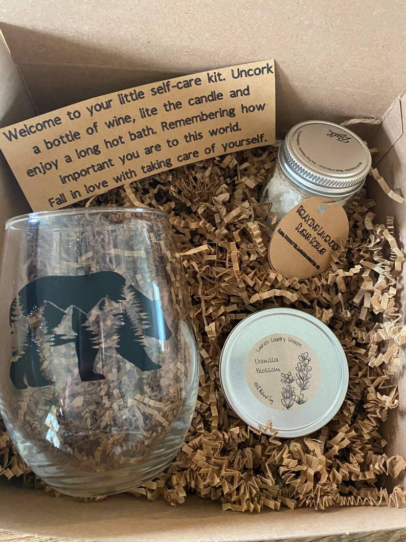 Nature Self care box wine gift box gifts for nature friends | Etsy