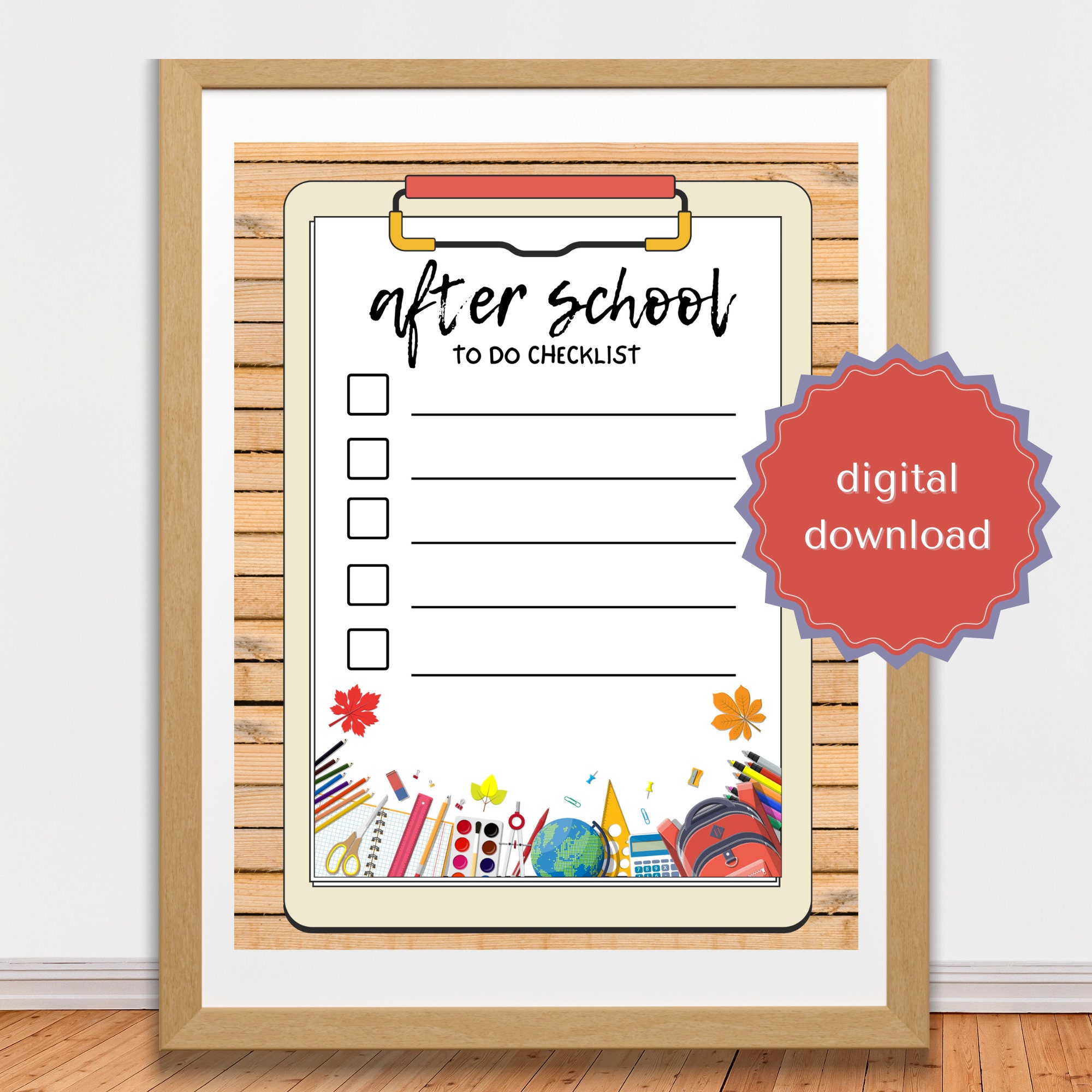 After School Checklist | Kids' Routine Chart (instant Download) - Etsy