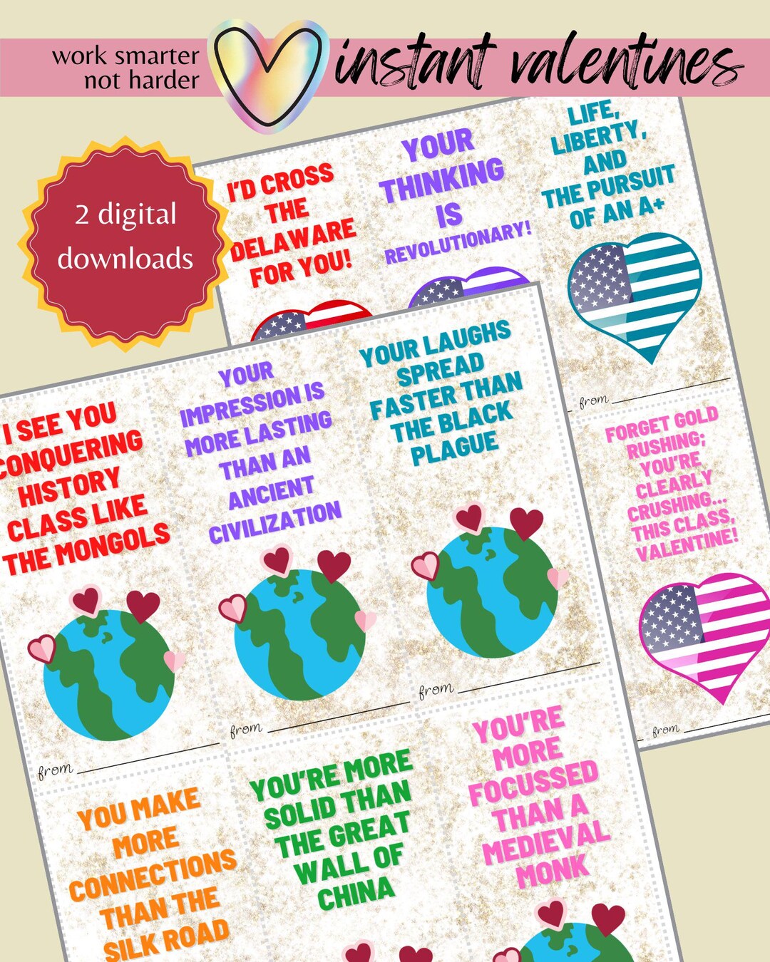 Social Studies Valentines | Printable History Teacher Valentine Cards ...