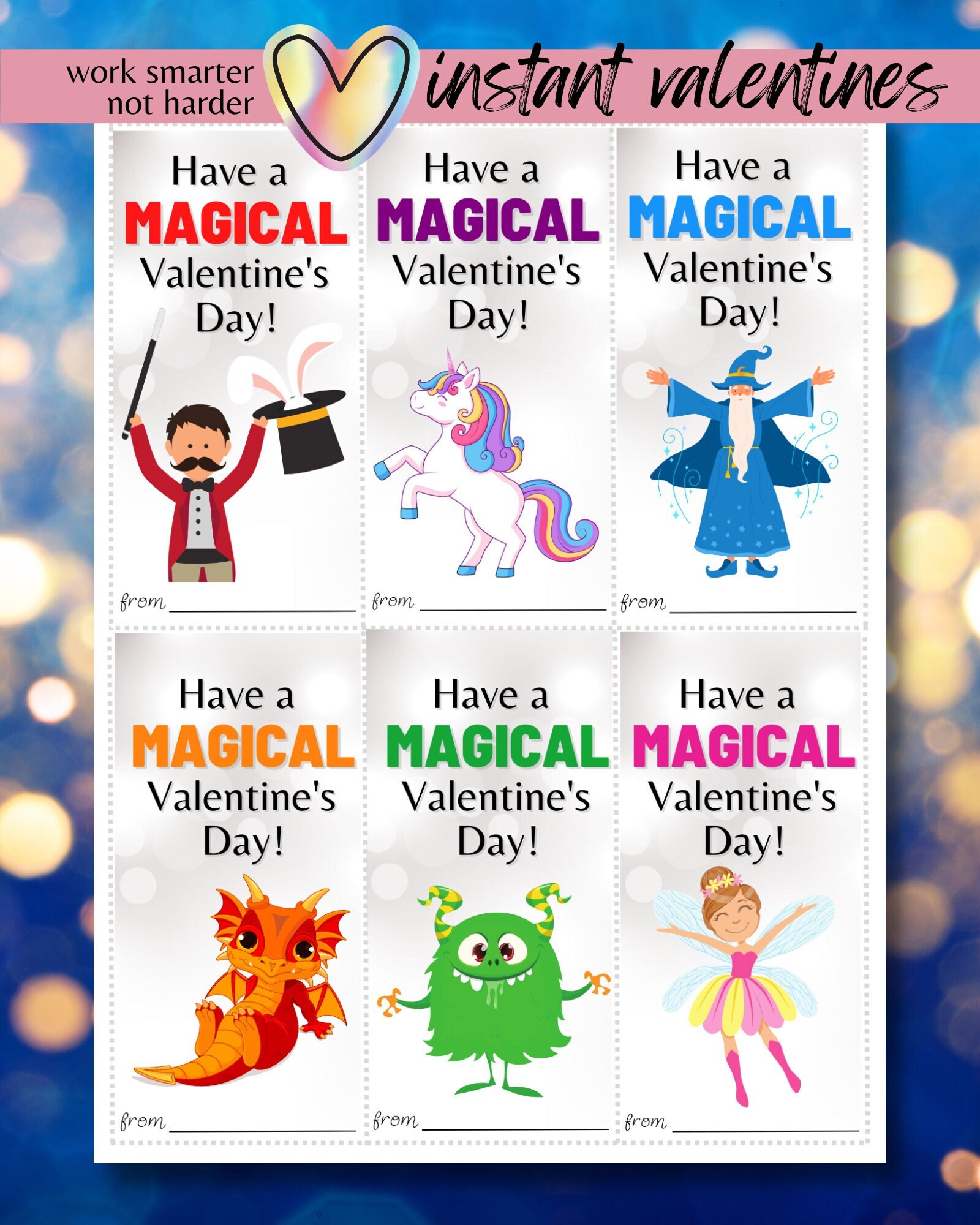 Magical Valentine Tags | Bundle of Kids Valentine Cards | Magic ...