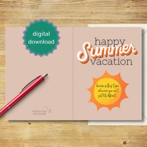 Funny Teacher Summer Card | Printable End of School Gift (digital ...