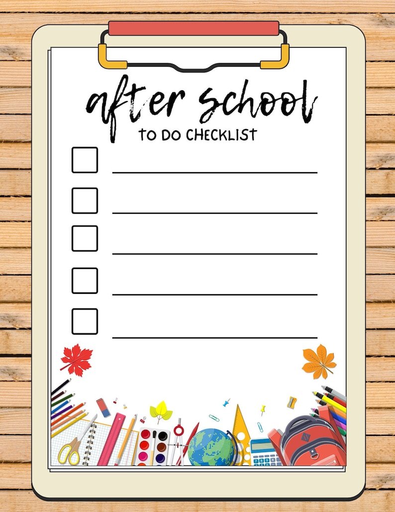 After School Checklist | Printable Afternoon Chart for Kids | After ...