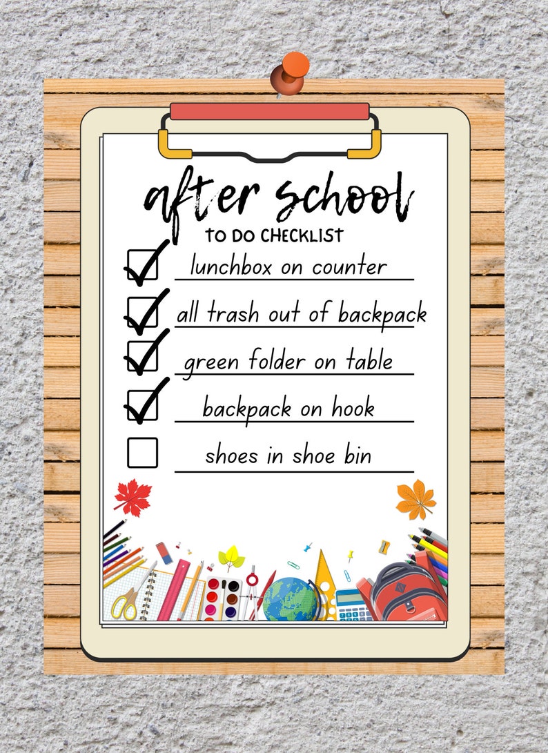 After School Checklist | Printable Afternoon Chart for Kids | After ...