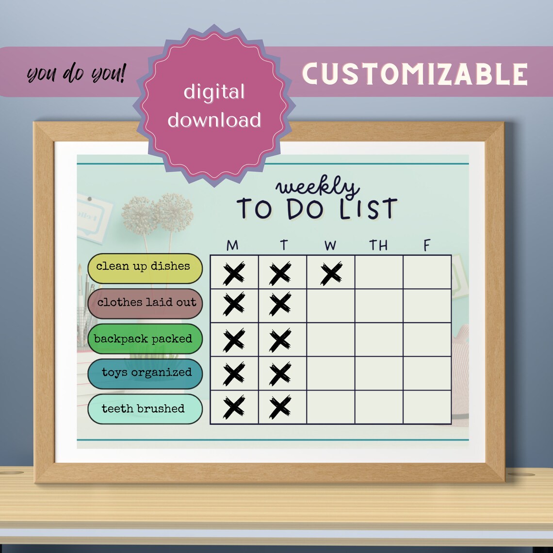 Printable Chore Chart | Editable to Do List for Kids | Routine and ...