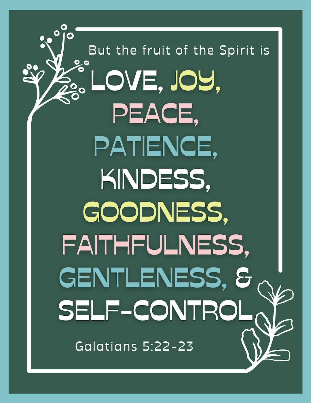 Printable Fruit of the Spirit | Bible Verse Print | Digital Wall ...