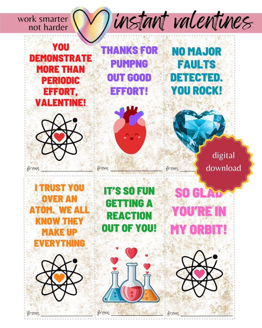 Science Valentines | Printable Teacher Valentine Cards (digital ...
