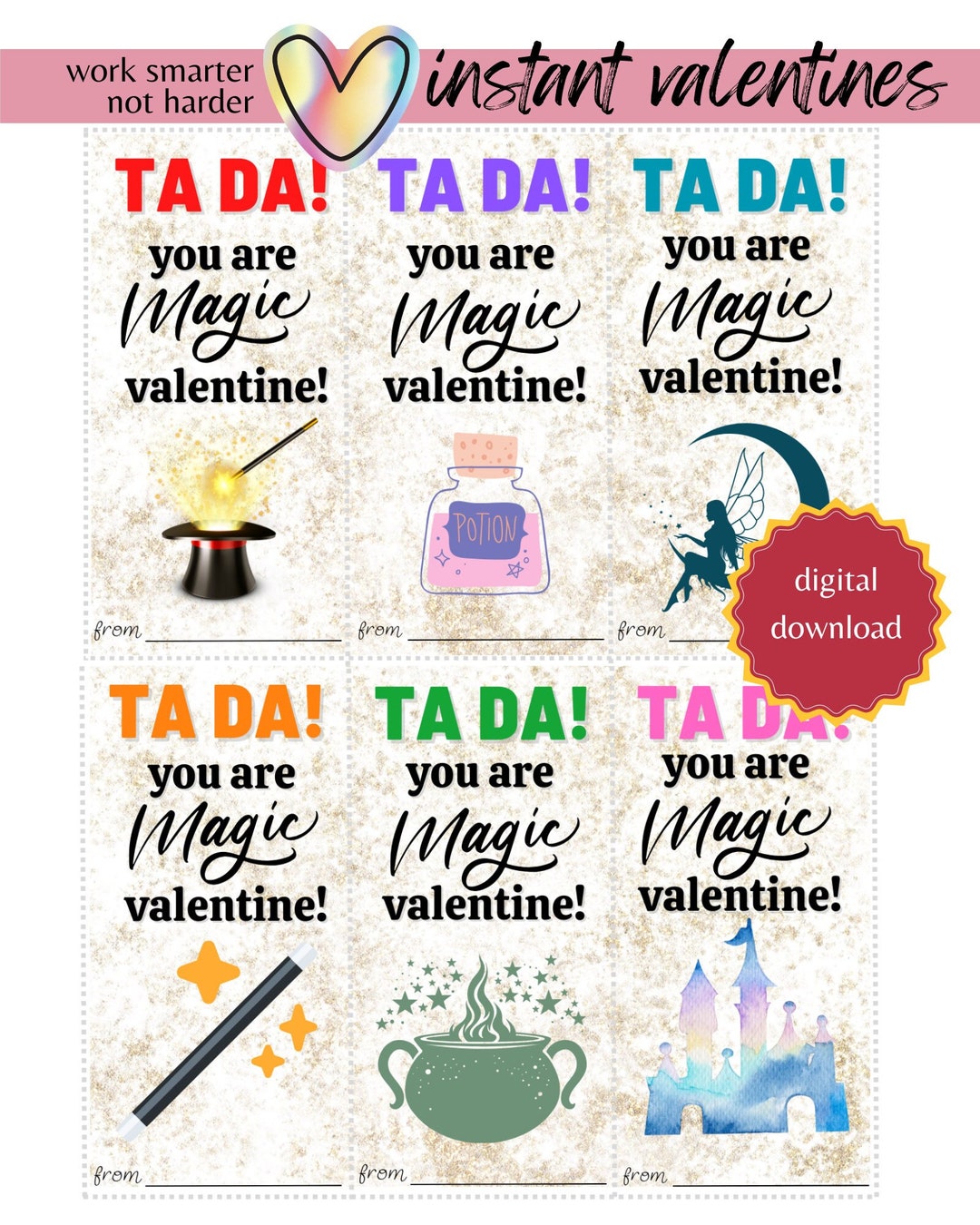 Magical Valentine Tags | Bundle of Kids Valentine Cards | Magic ...