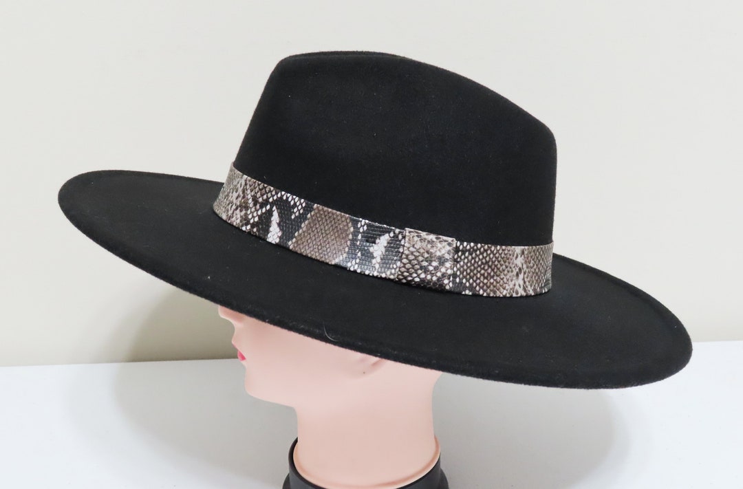 Vintage Women Black Snake Skin Trim Fedora Hat - Etsy