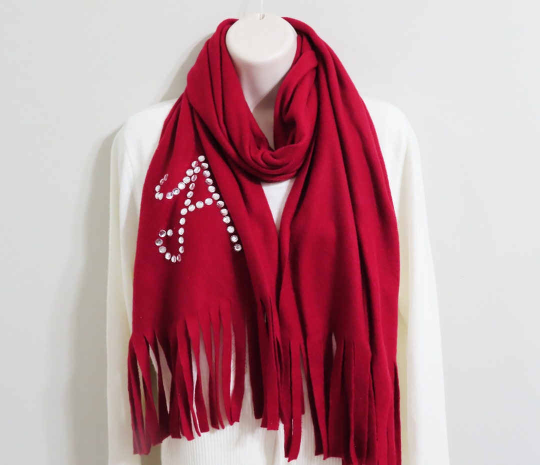 Rhinestone Letter A Red Long Scarf Personalized Red Scarf - Etsy