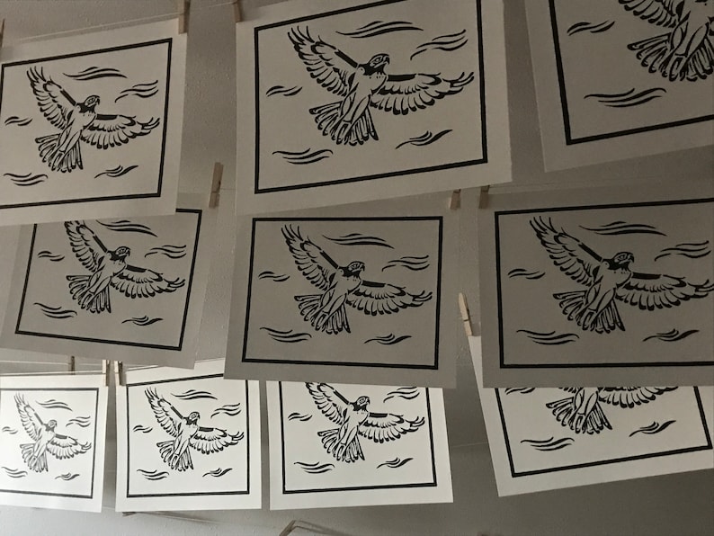 Red Tailed Hawk Print, Handmade Art, Linocut Prints, Printmaking, Gifts ...