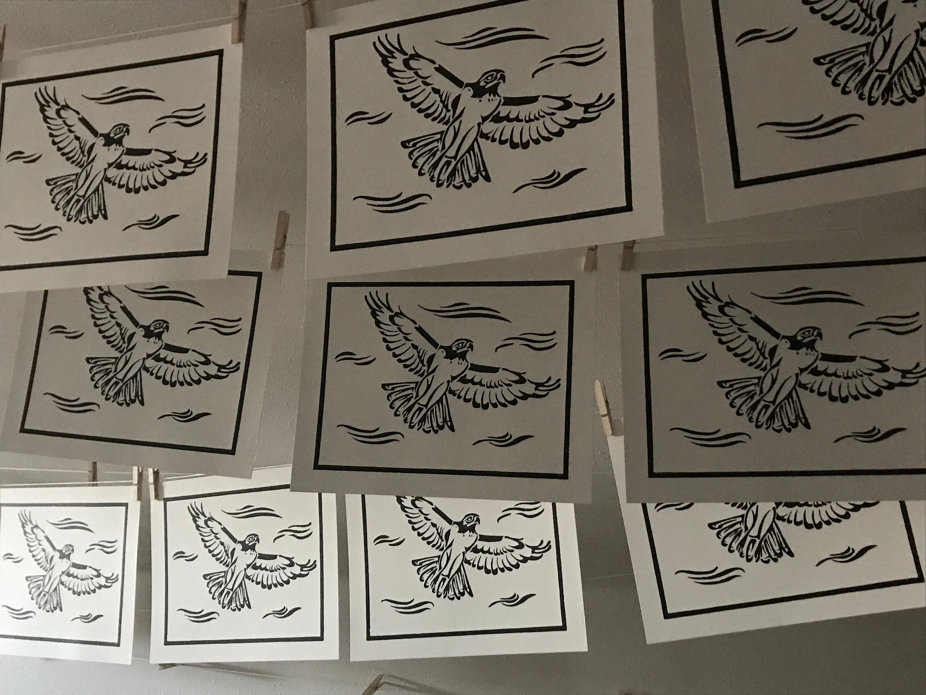 Red Tailed Hawk Print, Handmade Art, Linocut Prints, Printmaking, Gifts ...