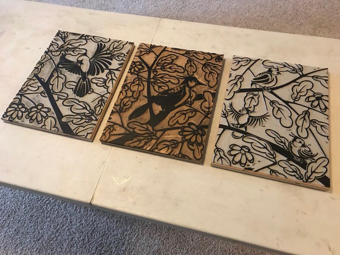 Handmade Gift, Linocut Print, Bird & Tree, Wall Art, Printmaking - Etsy