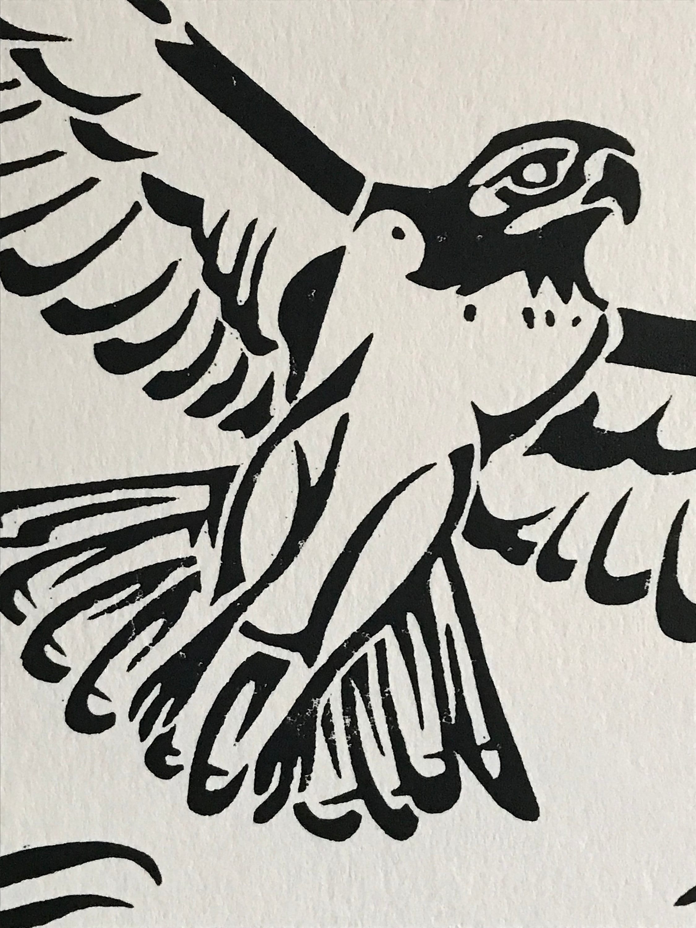 Red Tailed Hawk Print, Handmade Art, Linocut Prints, Printmaking, Gifts ...