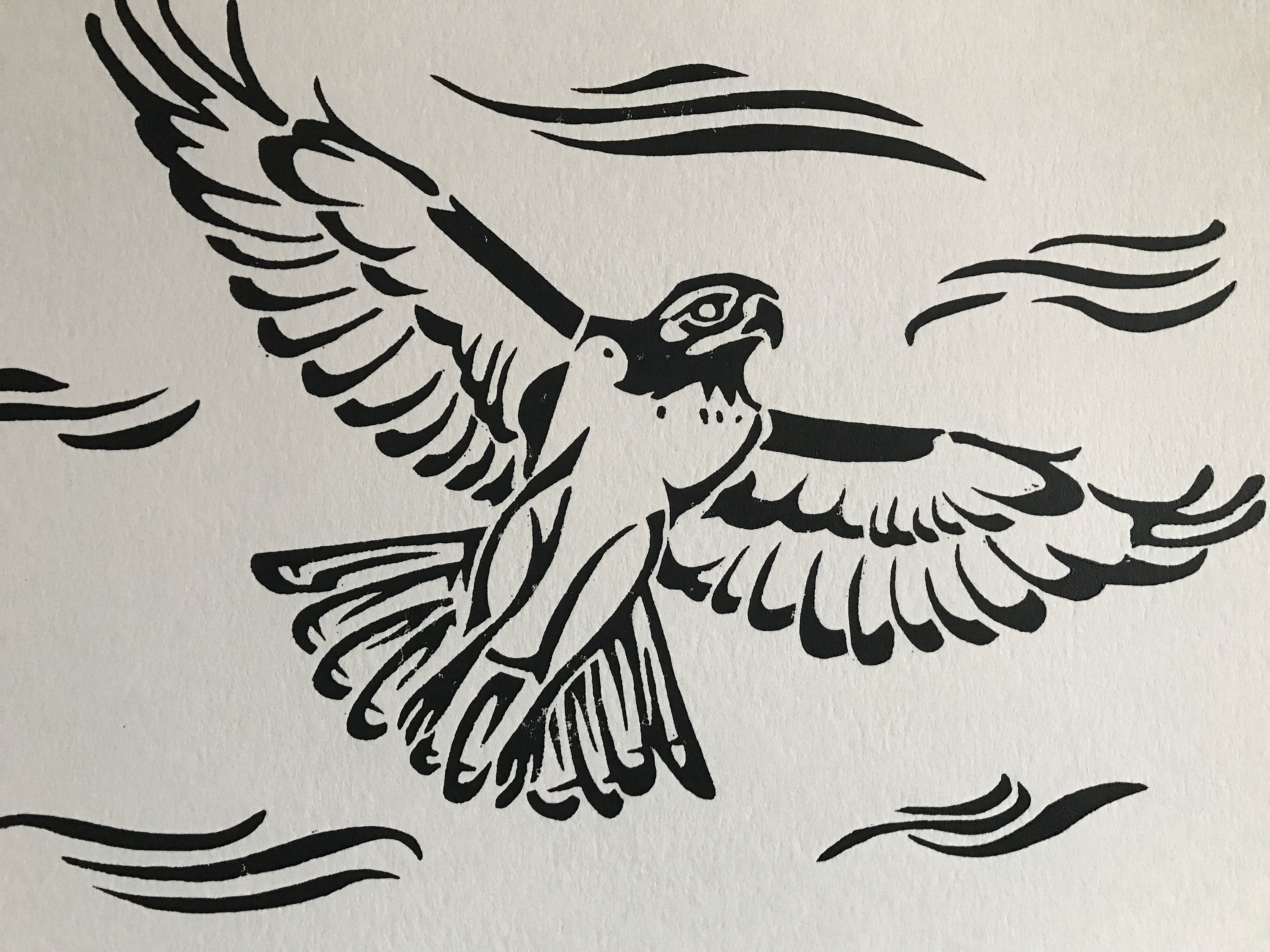 Red Tailed Hawk Print, Handmade Art, Linocut Prints, Printmaking, Gifts ...