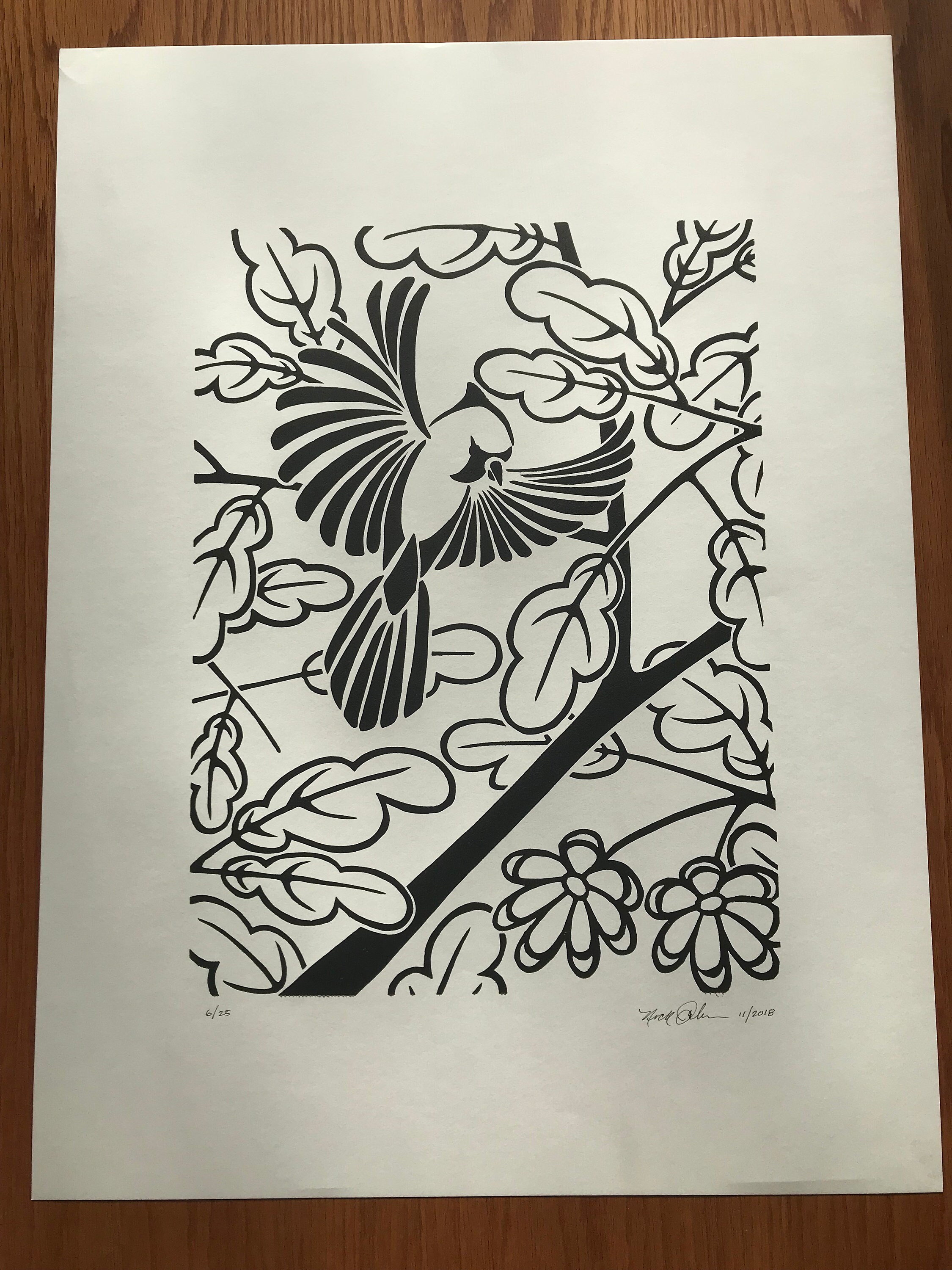 Buy Handmade Gift, Linocut Print, Bird & Tree, Wall Art, Printmaking ...