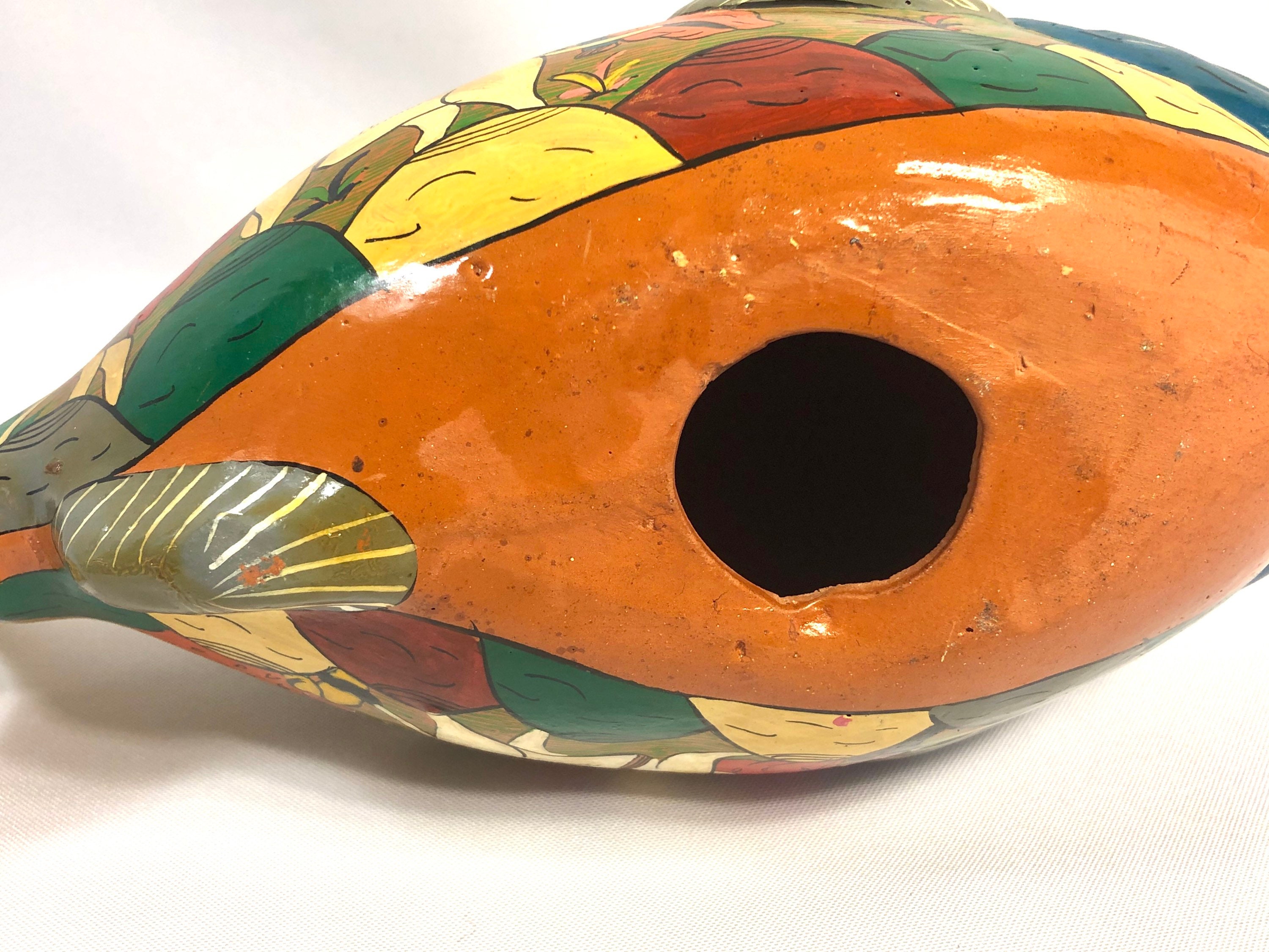 Mexican Talavera Fish Figure -vintage Ceramic Terra-cotta Hand Painted ...