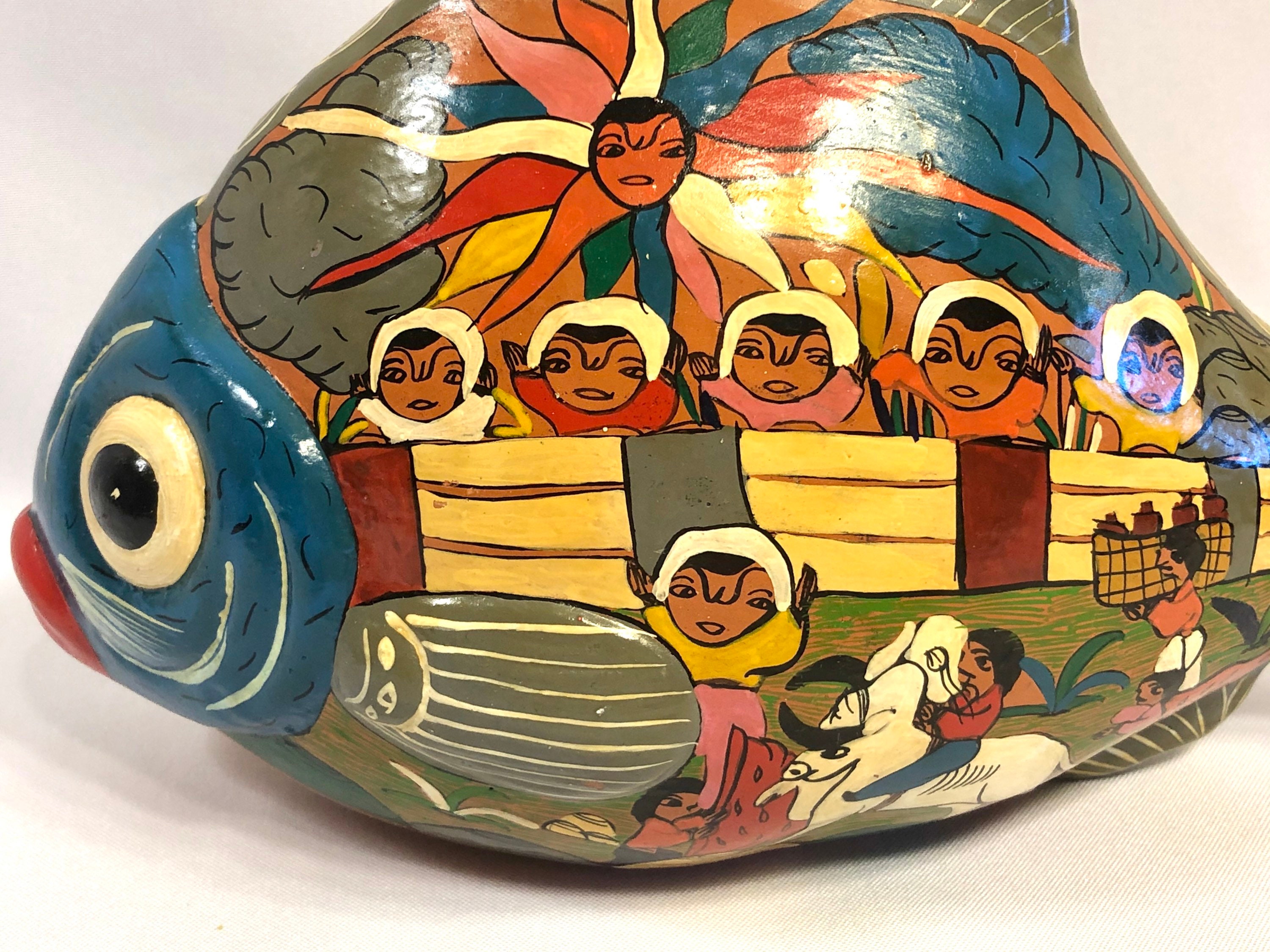 Mexican Talavera Fish Figure -vintage Ceramic Terra-cotta Hand Painted ...
