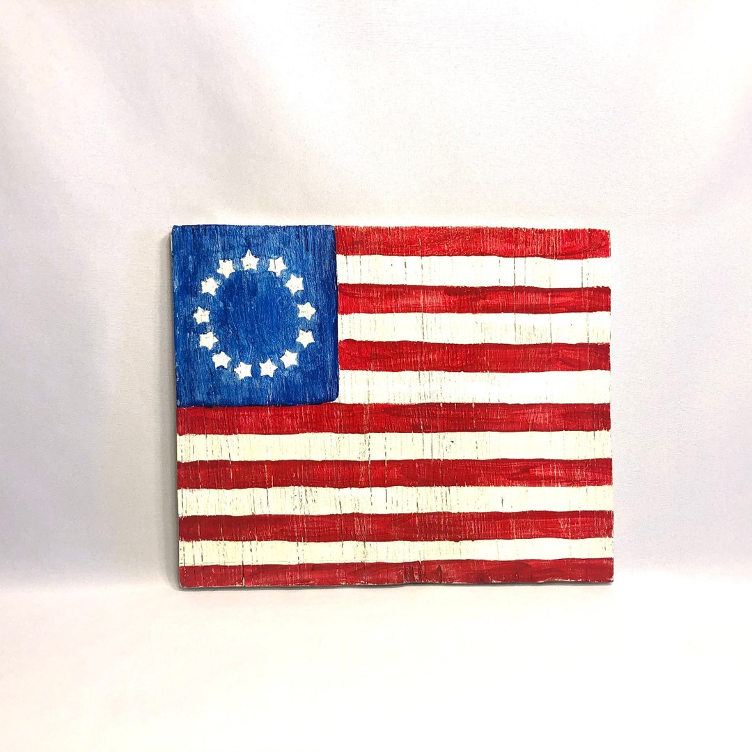 Americana Wood Folk Art Hand Painted Flag Decor - Etsy