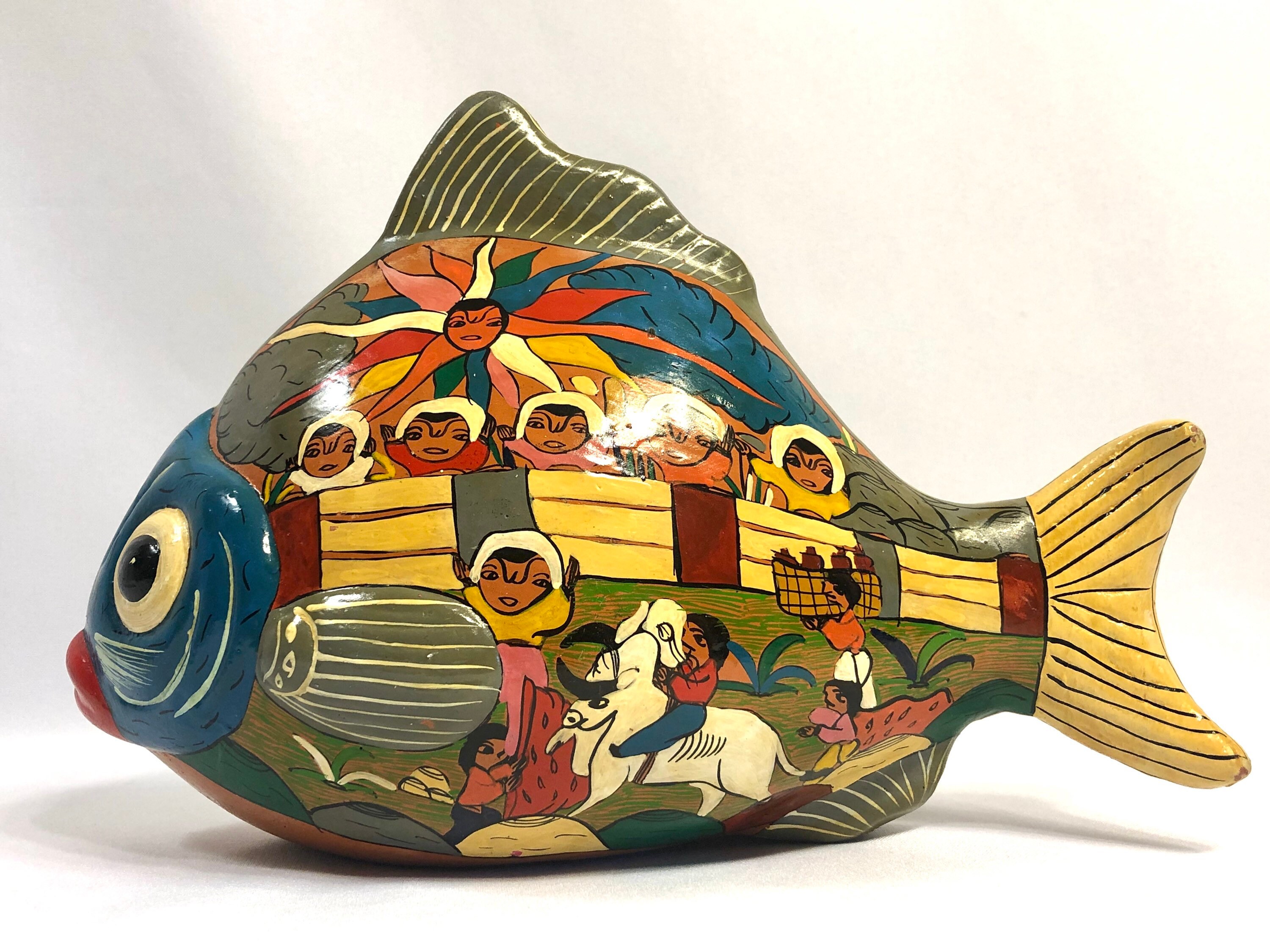 Mexican Talavera Fish Figure Vintage Ceramic Terra-cotta Hand Painted ...