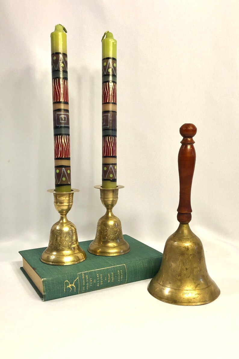 Brass Bell Ringer and Bell Candleholder Pair - Etsy