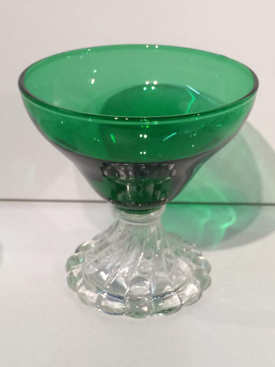 Vintage Emerald Green Glass Goblets Etsy