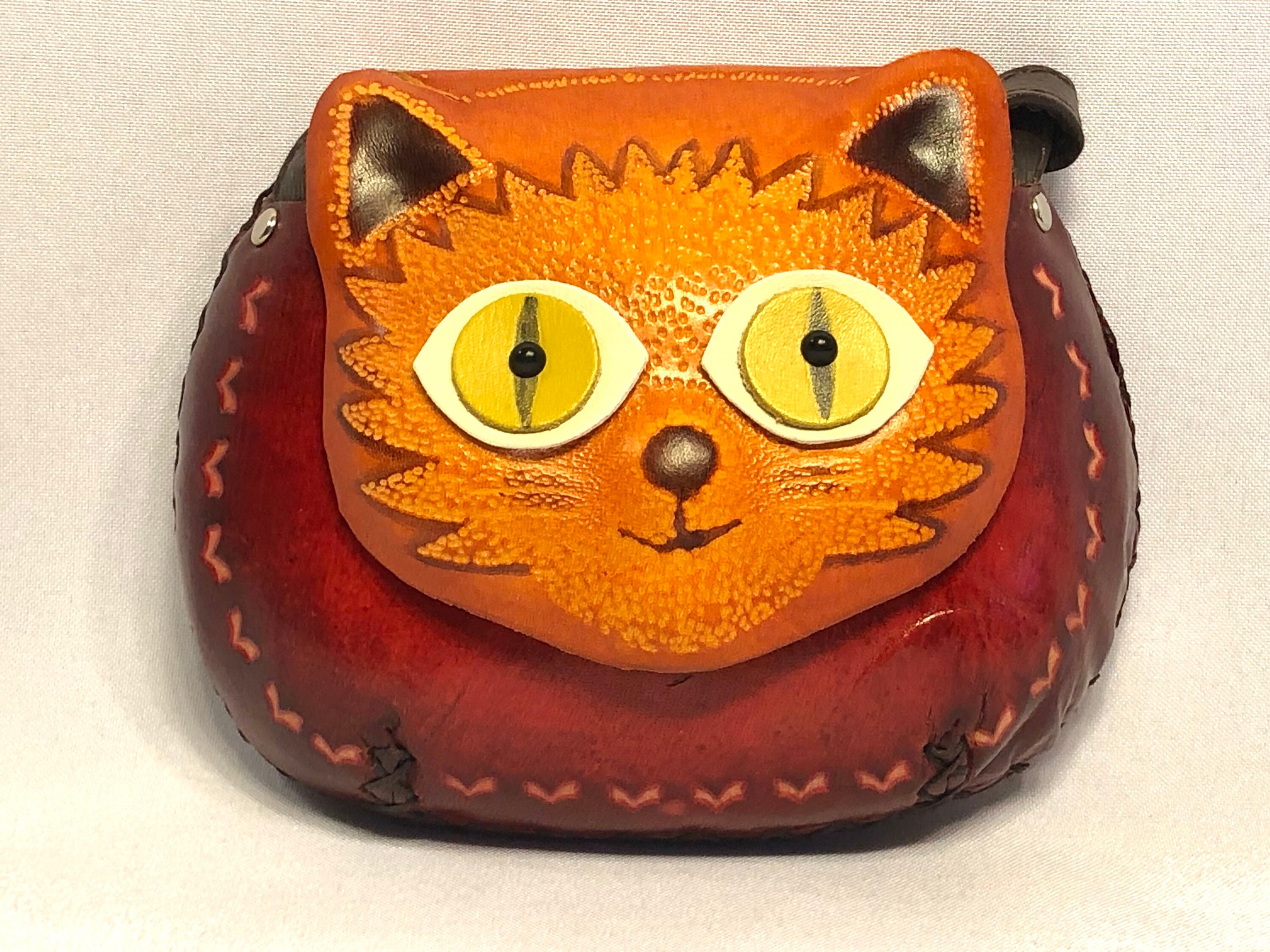 Leather Cat Handcrafted Purse - Shoulder Strap-kid Purse - Etsy