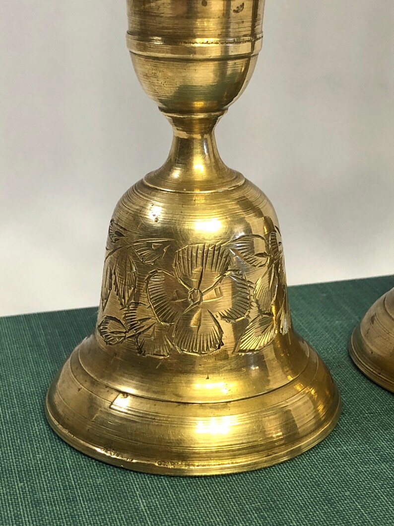Brass Bell Ringer and Bell Candleholder Pair | Etsy