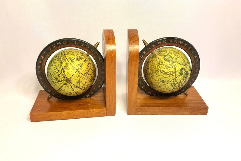 Mini Globe Bookends With Wood Stands - Etsy